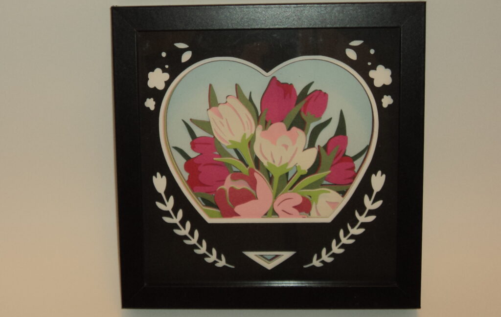 Tulips in a Heart Layered Paper Art Shadow Box – She’s Krafty Girl